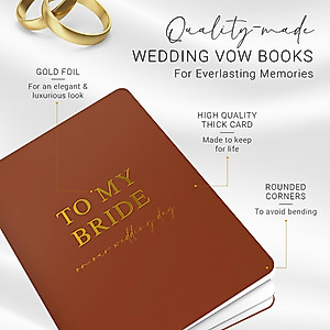 Wedding Vow Books His and Hers, Gold Foil Lettering & Keepsake Sleeve, Wedding Day Essentials, Beautiful His and Hers Gifts for the Bride and Groom (Terracotta & Tan)