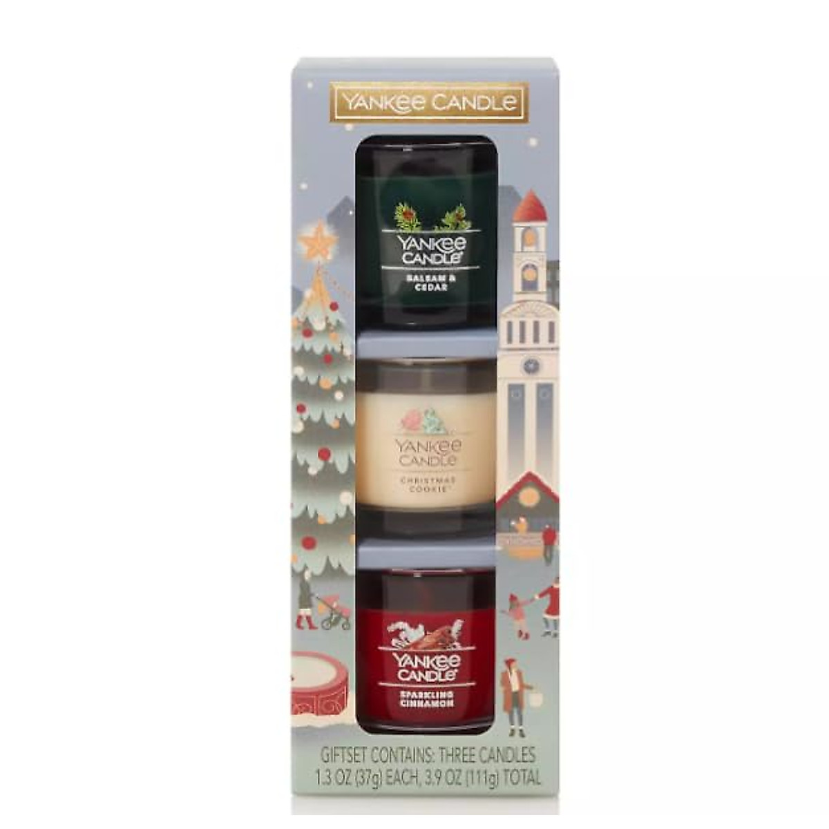 Yankee Candle Set of 3 Mini Candles - Balsam & Cedar, Christmas Cookie, Sparkling Cinnamon