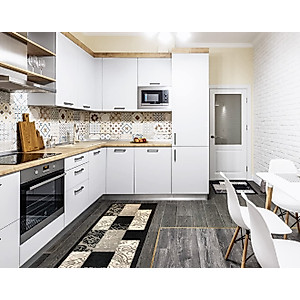 Gloria Non-Slip Rubber Back Kitchen Rug Set 2 Pieces Carpet Runner and Mat Set - 20"X30" & 20"X59" (Modern, 2702)