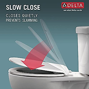 Delta Faucet Morgan Elongated Slow-Close White Toilet Seat with Non-Slip Seat Bumpers, White 811903-WH