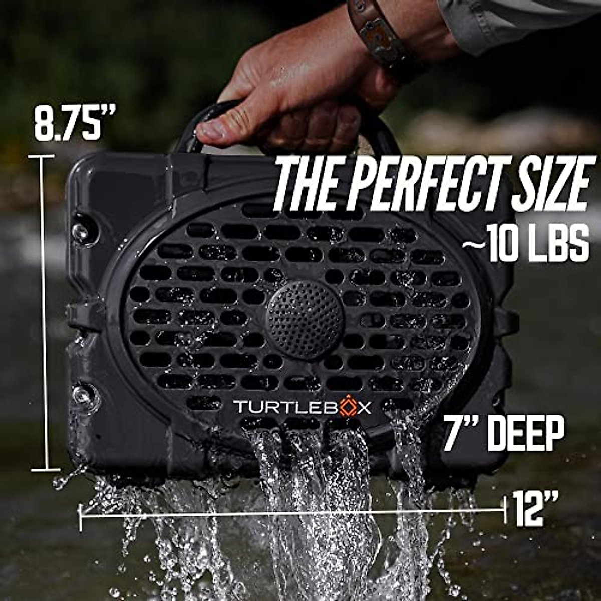 Turtlebox Gen 2: Loud! Outdoor Portable Bluetooth Speaker | Rugged, IP67, Waterproof, Impact Resistant & Dustproof (Plays to 120db, Pair 2X for True L-R Stereo), Thunderhead Gray/Black