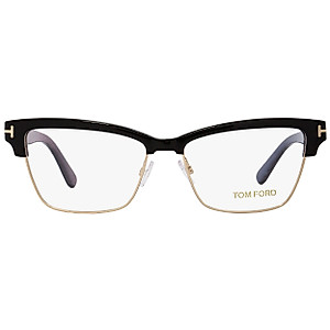 Tom Ford TF5364 Rectangular Eyeglasses FT5364 (005 Black Gold, 53)