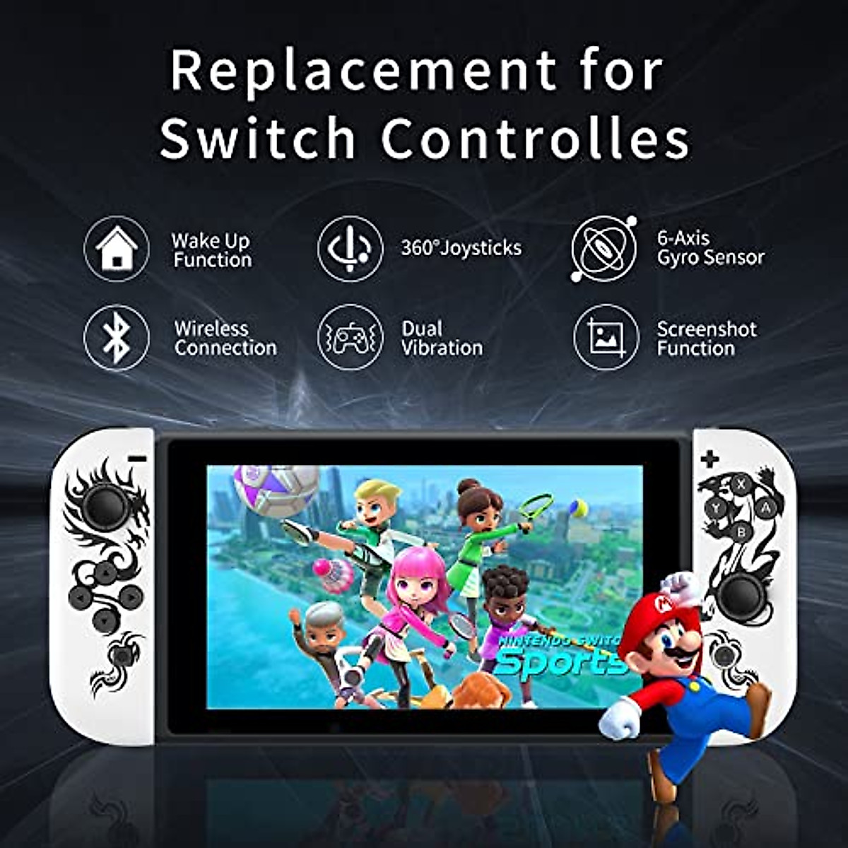 GKVVO Joypad for Switch Nintendo, Switch Controllers Compatible with Nintendo Switch/Lite/OLED, L/R Controller with Dual Vibration/Wake-up/Screenshot