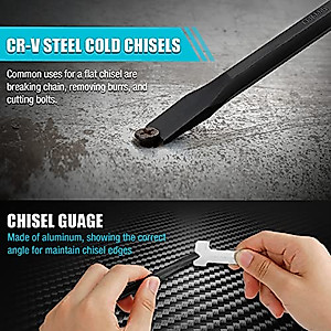 DURATECH 18 Piece Punch/Chisel/Alignment Tool Set, Including Pin Punch, Center Punch, Nail punch, Alignment Tool, Cold Chisel, Chisel Gauge, for Removing Repair Tool, with Rolling Pouch