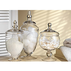 Apothecary Jars with Lids Set of 3 - Home Essentials & Beyond Candy Jars for Candy Buffet, Glass décor, Laundry Room, Potpourri, and Bathroom