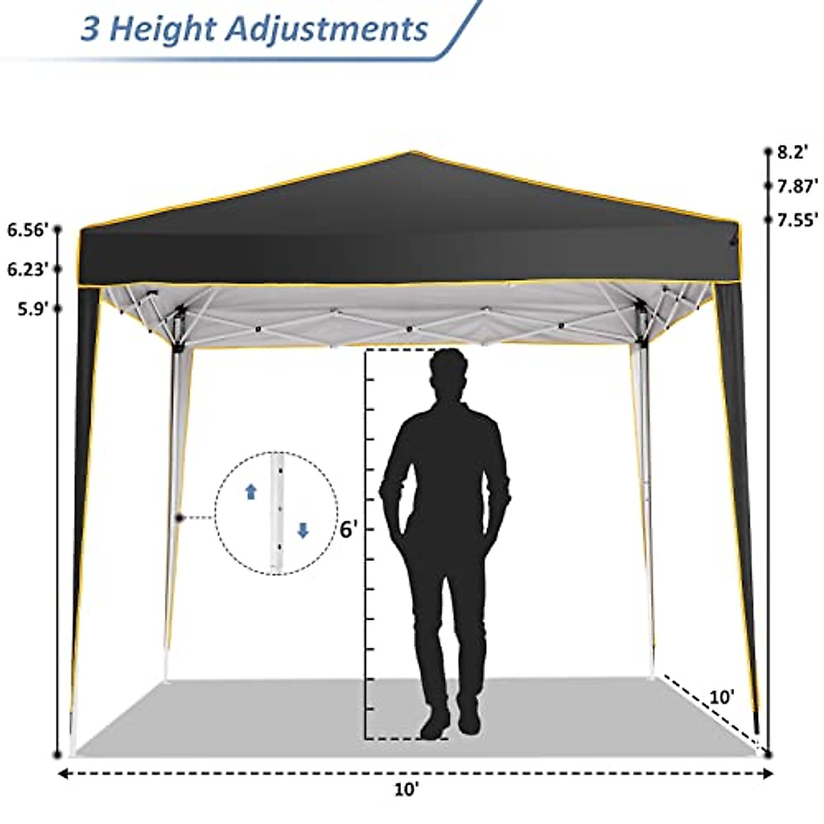 10x10 Pop Up Canopy with 4 Removable Sidewalls，Waterproof Party Wedding Event Tent，Instant Outdoor Enclosed Tent Shelter with Church Window and Carry Bag,Full Truss Structure Canopies