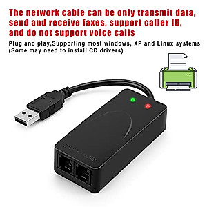 USB 56K Voice Fax Data External V.90 V.92 Modem With Dual Ports, Compatible With Windows 98SE/2000/ME/XP/Vista/Win 7 and Support Auto-Dial, Tone and Pulse Dialing, Auto Answer, Auto Retrain (Black Color)
