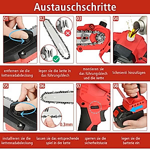 Mini ChainSaw Cordless with 2 Battery, 8&6 Inch Mini Handheld Chain Saw with Replacement Chain, Small Battery Powered Electric Portable Chain Saw for Branch Wood Cutting and Garden Tree Trimming