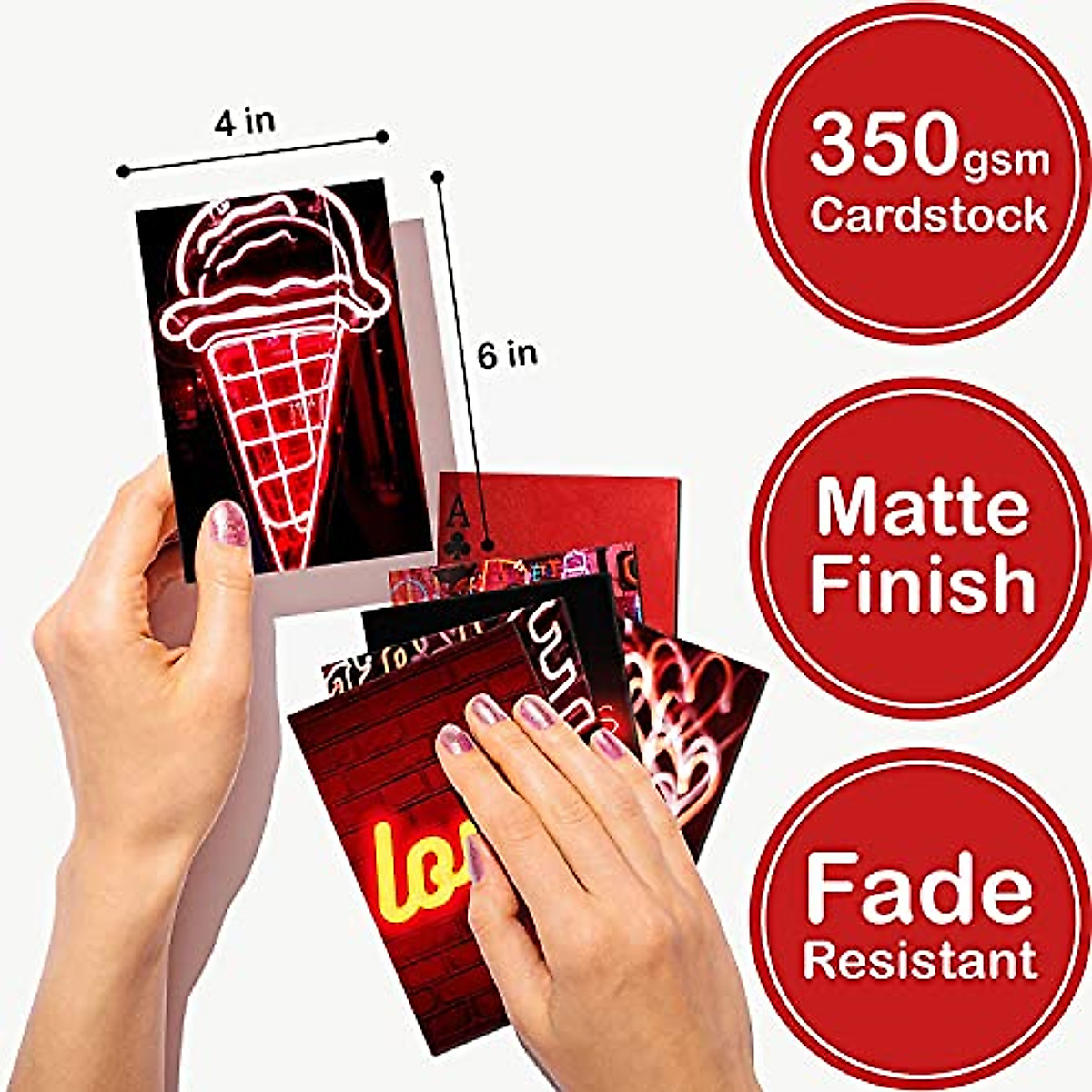 KOLL DECOR Red Aesthetic Room Decor Wall Collage Aesthetic - 50 Set 4''x6'' Prints Neon Dark Red photo Wall Collage Kit Decoration Pictures for Teen Girls Academia Bedroom Posters