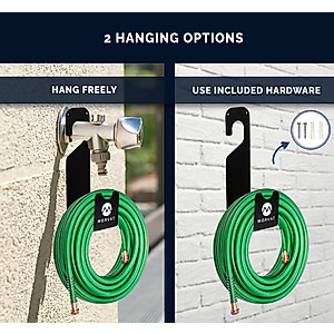 Morvat Premium 150 Ft Hose Hanger with Rust Resistant Metal, Organize Your Garden, Garage & Outdoor Storage Area, Wall Mount Holder or Hang/Hook Over Water Spigot with Included Screws