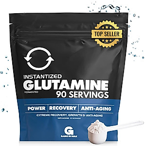 Gains in Bulk Glutamine Powder - Extreme Muscle Recovery, Anti-Catabolic L-Glutamine for Protection & Recovery | Promotes Longer State of Muscle Growth (450 Grams)