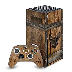 Head Case Designs Officially Licensed Assassin's Creed Wood and Metal Chest Black Flag Graphics Matte Vinyl Sticker Gaming Skin Decal Cover Compatible with Xbox Series X Console and Controller Bundle