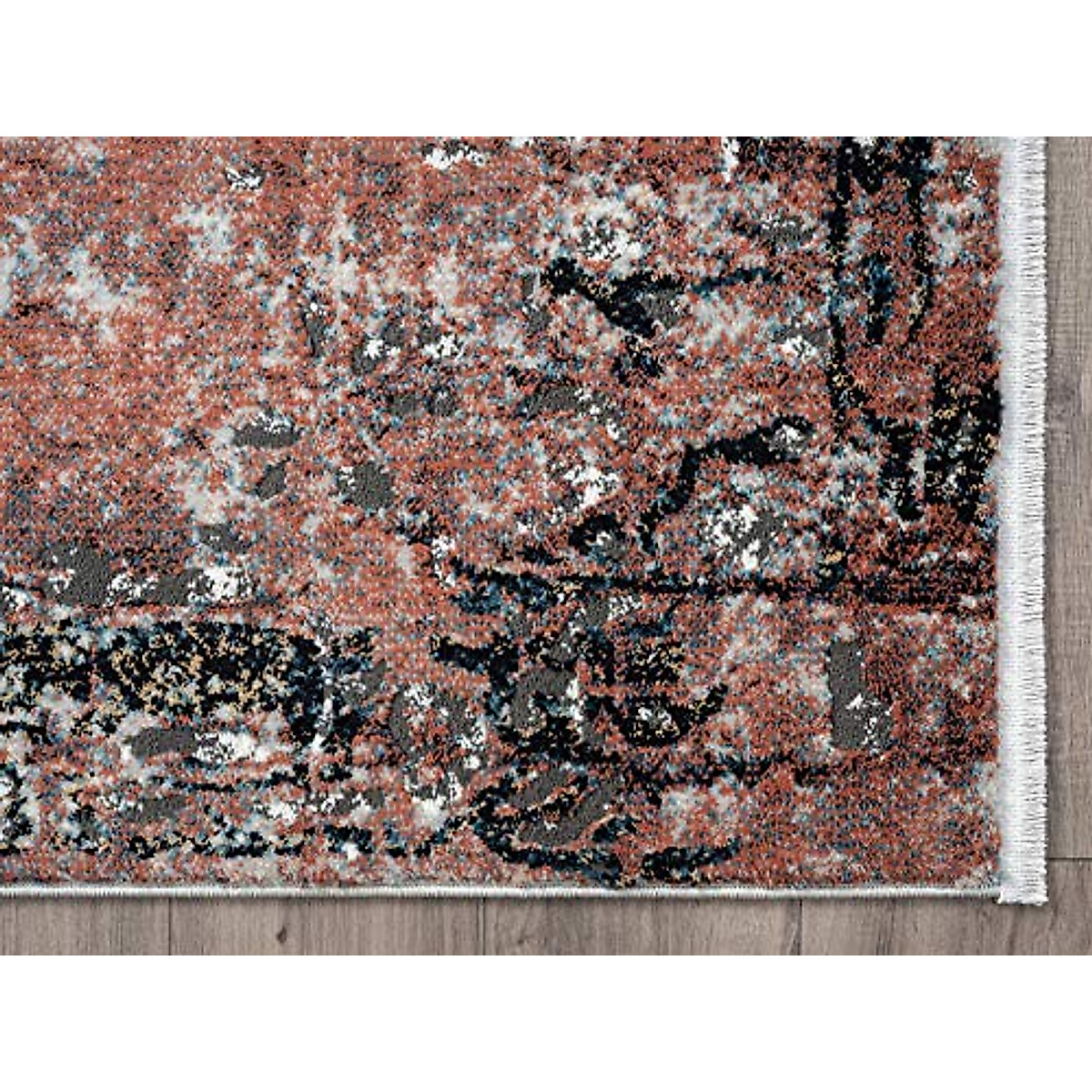Abani 4' x 6' Contemporary Warm Rust Abstract Farmhouse Rug Rugs Modern Non-Shed Multicolor Distressed Living Room Rug
