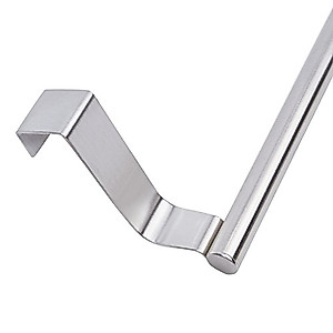 Mziart Towel Bar with Hooks for Bathroom and Kitchen, Brushed Stainless Steel Towel Hanger Over Cabinet Door (14inch)