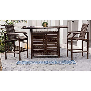 Unique Loom Outdoor Traditional Collection Area Rug - Timeworn (2' x 8' Runner, Blue/ Gray)