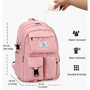 Kawaii Laptop Backpack Preppy 15.6 Inch JK Plaid Check Cute School Travel Book Bag Computer Daypack Nurse Teacher (Black)