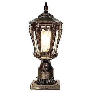 Outdoor Lamp Post Light Fixture with Pier Mount Base,Modern Post Lantern Light Dusk to Dawn Pole Lights Outdoor for Patio,Garden,Backyard,Pathway,Water Ripple Glass,7"W x 17.7"H Waterpoof NO BULB