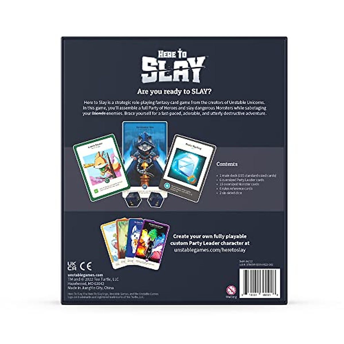 TeeTurtle Here to Slay Base Game - from The Creators of Unstable Unicorns - A Strategic Card Game for Teens and Adults , Black