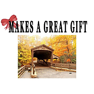 Fall Autumn Leave Covered Bridge Kitchen Glass Cutting Board Country Decorative Gift Design