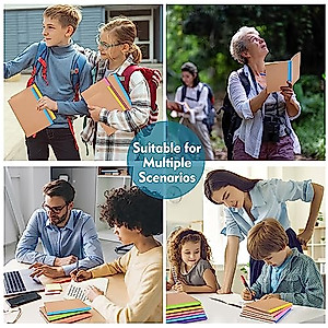 12 Pack Composition Notebooks Bulk, Travel Journal Notebooks Kraft Cover with Rainbow Spines, 120 Pages College Ruled Lined Paper for Kids Women, Notepad for School Office Supplies A5 (8in x 5.75in)