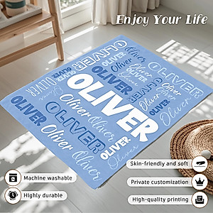 GifXify Custom Blanket with Name - Personalized Name Throw Blanket for Baby & Adult - Custom Flannel Fleece Blanket - Customized Gift for Birthday, Christmas (Sky Blue)