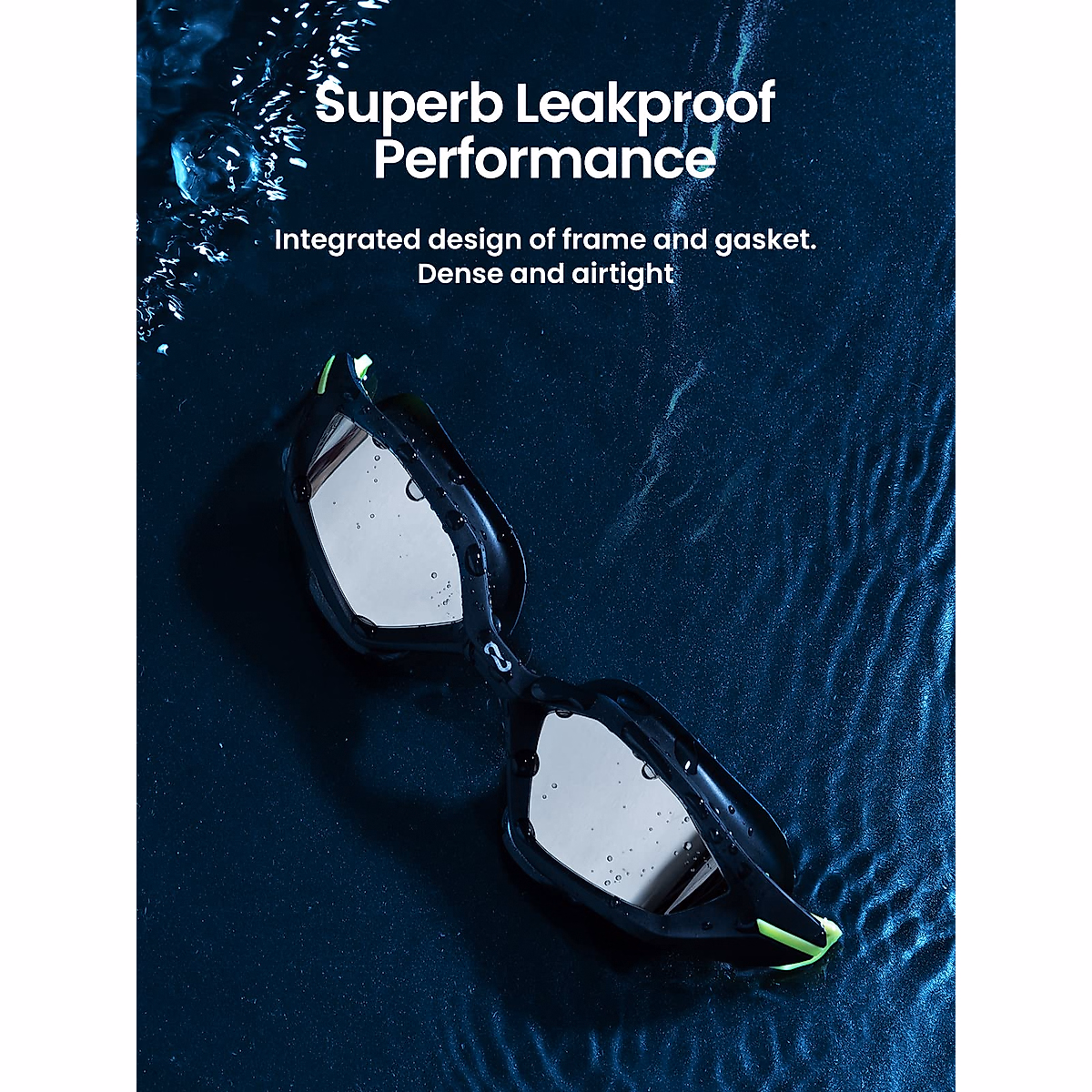 COPOZZ Men's Swim Goggles, Swimming Goggles Anti-fog No Leaking UV Protection for Adult men-Black(Mirrored)