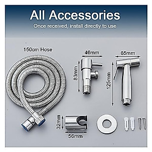 Black Single Cold Water Toilet Bidet Sprayer Faucet Bathroom Stainless Steel 304 Nickel Shower Bidet Wall Mount Ladies Cleaner(Black Bidet)