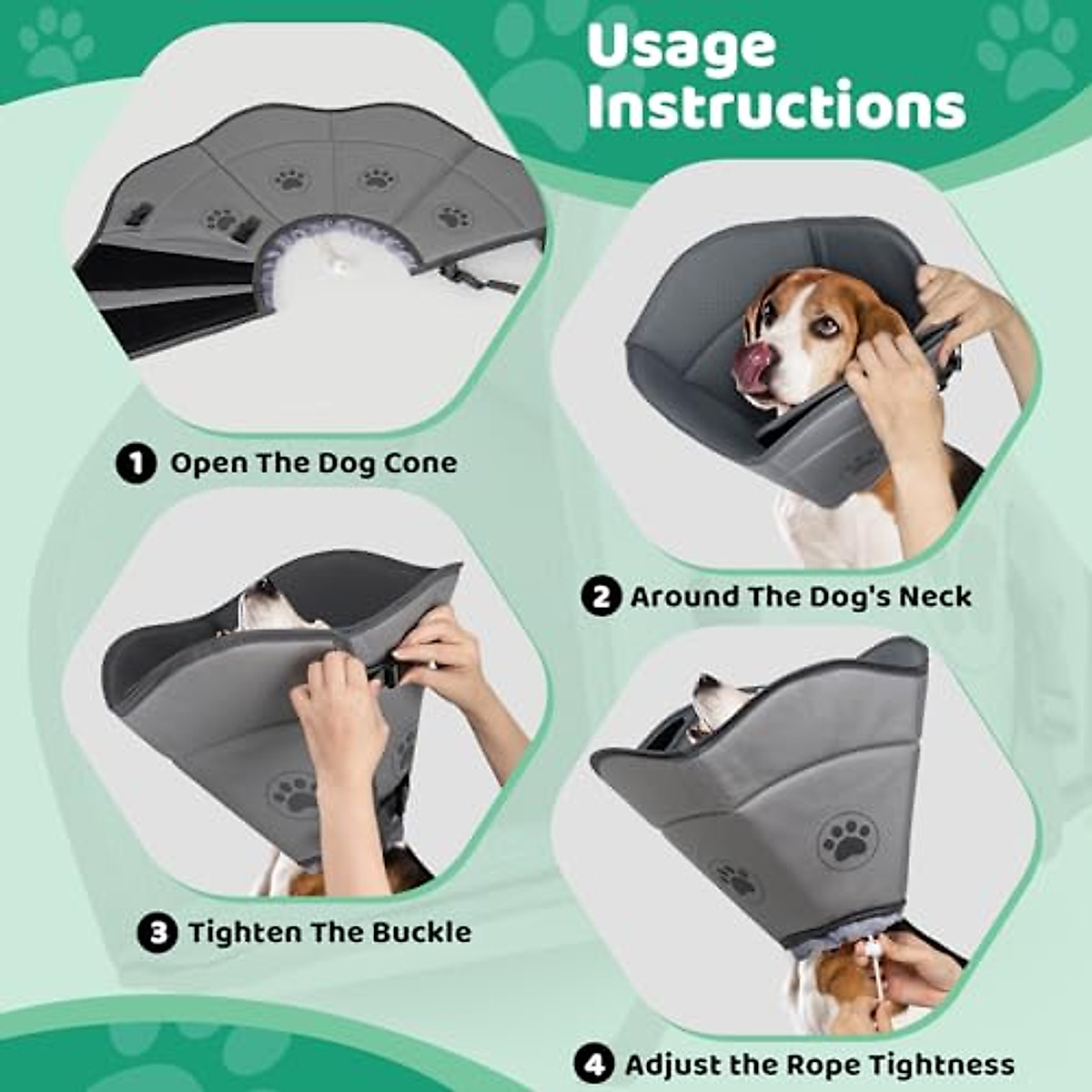 Superior Strong Oxford Cotton Lining Adjustable Buckle Pet Friendly Waterproof Secure Fit Soft & Protective Dog Cone Collar for Grooming, After Surgery Recovery, Rashes Protection (Extra Large), Gray