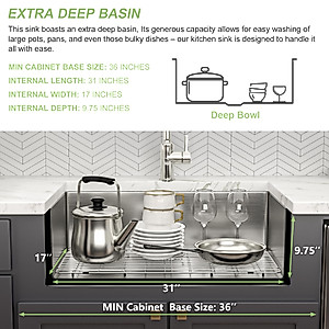 33 Kitchen Sink Undermount - Lofeyo 33 x 19 Stainless Kitchen Sink Undermount Single Bowl 16 Gauge Round Corner Single Bowl Under Counter Kitchen Sink Basin