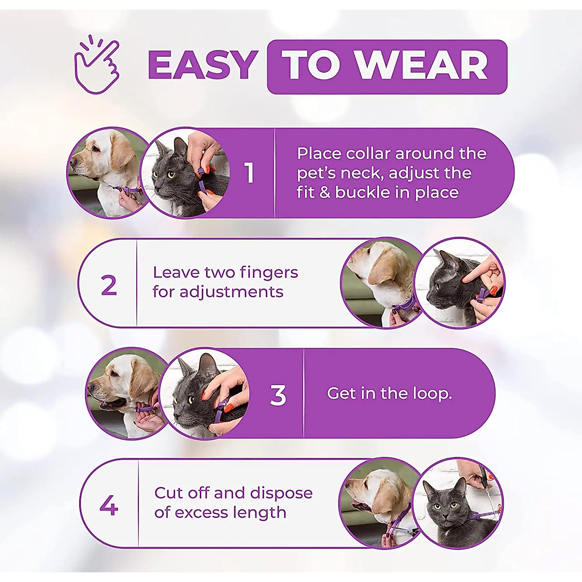 Calming Collars for Dog, 4 Packs, Dog Pheromone Calm Collars Help Dogs Calm Down, Stress Separation Suitable Dogs Last 60 Days Relieve per Box Collar Size 24.5 inch Color Gray