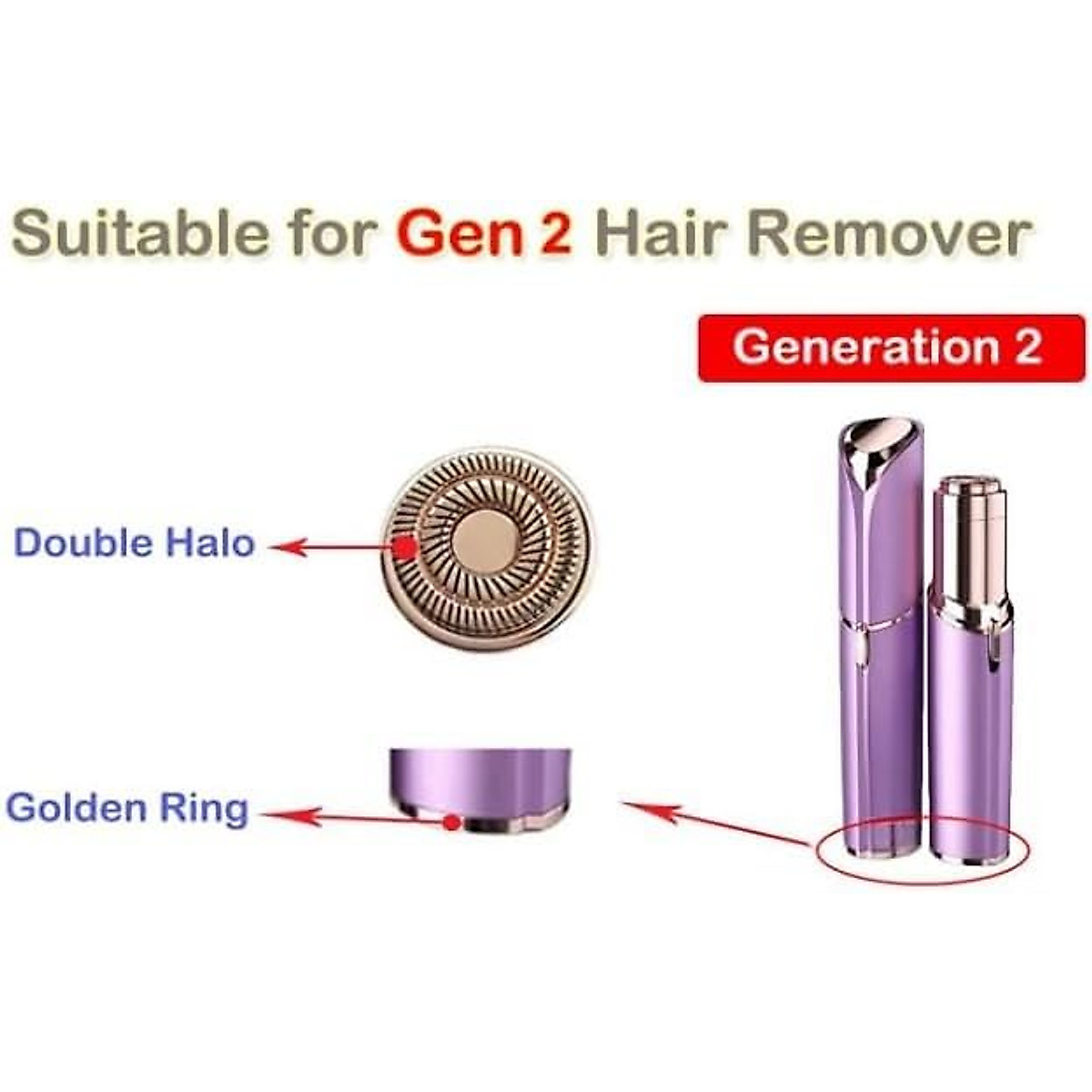 Replacement Heads for Flawless Generation 2, Facial Hair Removal Replacement Heads for Women, Compatible with Finishing Flawless Facial Hair Remover, Double Halo Replacement Heads Gen 2(4 Count)