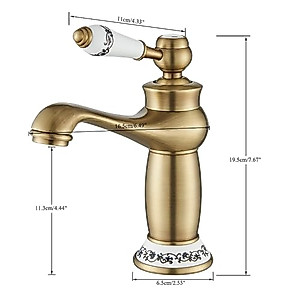 Basin Bath Faucet European Retro Single Handle Antique Bronze for Cold and Hot Water Sink Mixer Tap Mixer(ORB A)