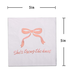 Pandecor 50pcs 3 Layers She's Tying The Knot Bridal Shower Party Supplies,5 x 5 In Paper Napkins, Pink Bow Bachelorette Themed Party Decorations (pink bow)