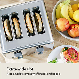 BELLA 4 Slice Toaster with Auto Shut Off - Extra Wide Slots and Removable Drop-Down Crumb Tray with Cancel and Reheat Function - For Texas Toast, Large Bread & Bagel, Stainless Steel