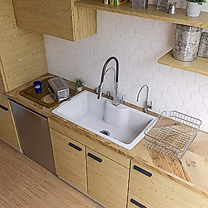 ALFI brand AB3520DI-W Drop-In Single Bowl Granite Composite Kitchen Sink, 35", White