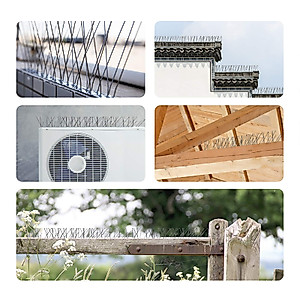 OFFO Bird Spikes with Stainless Steel Base, Durable Bird Repellent Spikes Arrow Pigeon Spikes Fence Kit for Deterring Small Bird, Crows and Woodpeckers, Covers 41 inches(104cm)