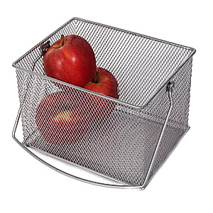 YBM Home Rectangle Mesh Silver Condiment Caddy, Kitchen Supply, Utensil, Silverware Organizer Cutlery Holder Flatware Storage Napkin Holder Carrier (1)