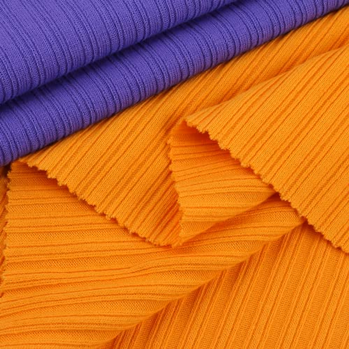 Fabric by The Yard for Sewing DIY,Solid Color Ribbed Stretch Knitted Fabric, Fashion Clothing Knitted Fabric(1 Yard (L) x 55" (W))