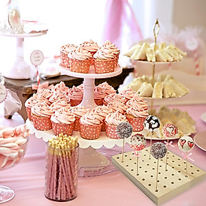 Cake Pop Stand 3 Pack Wooden Cakepops Stand Display Holder 56 Holes Wood Lollipop Holder Stand Decorative Candy, for Party, Birthday, Weddings, Anniversaries, Baby Showers, Fit 4mm Lollipop Sticks