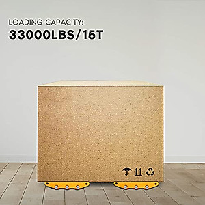 XCFDP Machine Skates, 15T Machinery Skate Dolly, 33000lbs Machinery Moving Skate, Machinery Mover Skate with Non-Slip Belt, Heavy Duty Machine Dolly Skate for Industrial Moving Equipment, Yellow, 1pc