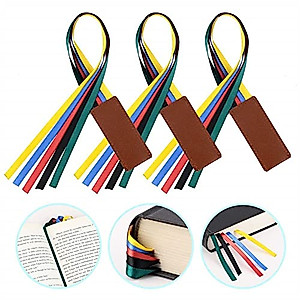 6Pcs Bible Ribbon Bookmark Multi Ribbon Page Marker Leatherette Bookmark Artificial Leather Bookmark with Colorful Ribbons for Books
