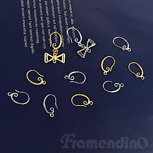 Framendino, 40 Pack 2 Colors Earring Hooks French Earring Hooks Ear Wire with Loops for Earring Dangle Jewelry Findings