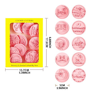 10 Pieces Eid Mu-barak Cookie Cutters Rama-dan Cookie Mu-slim Biscuit Mold Star Lantern Moon Cookie Stamper DIY Biscuit Press Stamp Molds For Baking Fondant Supplies