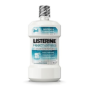Listerine Whitening Plus Restoring Fluoride Rinse, Clean Mint 16 oz (Pack of 2)