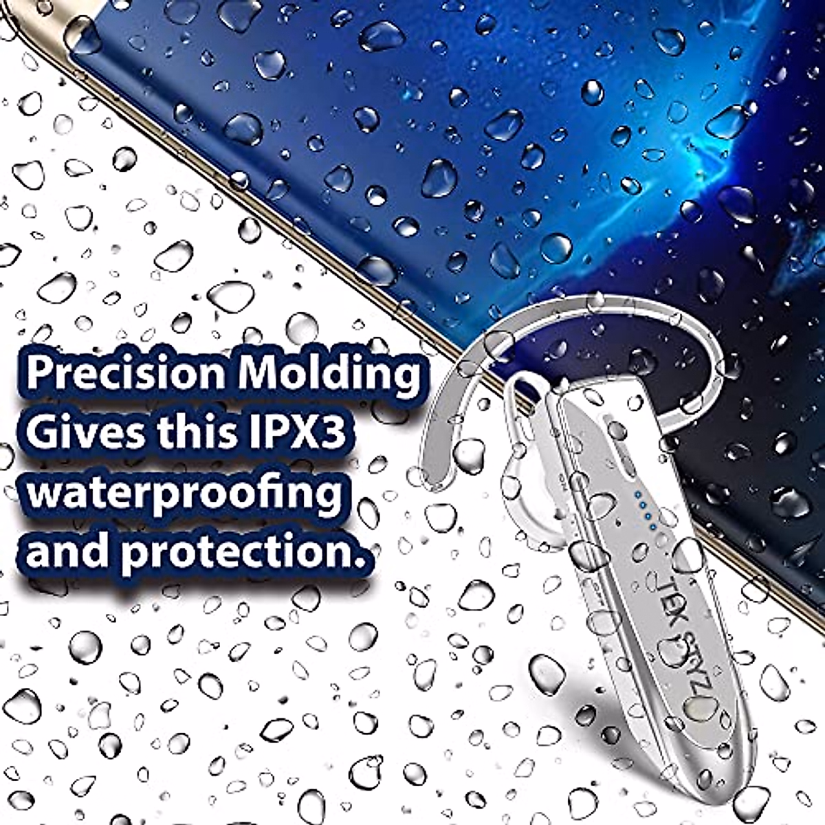 Tek Styz Headset Compatible with ZTE Director in Ear Bluetooth 5.0 Wireless Earpiece, IPX3 Waterproof, 24h Dual Microphones, Noise Reduction (White/Silver)