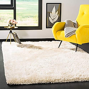 SAFAVIEH Toronto Shag Collection 8' x 10' Ivory SGT501A Handmade Solid 1.25-inch Thick Area Rug