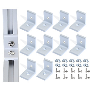 10Sets 1010 Series Aluminum Extrusion Corner Bracket Connectors,10pcs 1010 Aluminum Profile L Shaped Corner Brackets,with 20pcs Sliding T Nuts and Screws for 1010 Aluminum Extrusion Profile Hardware