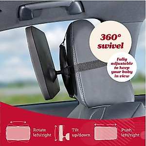 Lusso Gear Baby Car Mirror - Rear-Facing Infant Mirror for Car with Crystal Clear View - Secure Shatterproof Backseat Design, Black