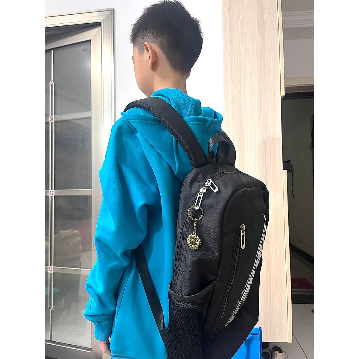 Antique Bronze Colored Sunflower Pendant Key Chain-Bronze Key Ring-Sunflower Keyring Keychain