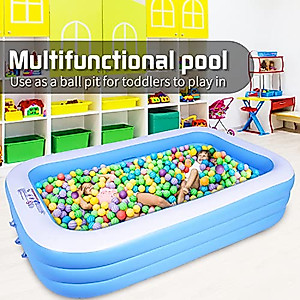 Inflatable Portable Swimming Pool Family Full Size Blow Up Kiddie Pool Play Center 120" X 72" X 22", Suitable for Kids Children and Adults Family Pools for Garden Backyard Summer Pool Party